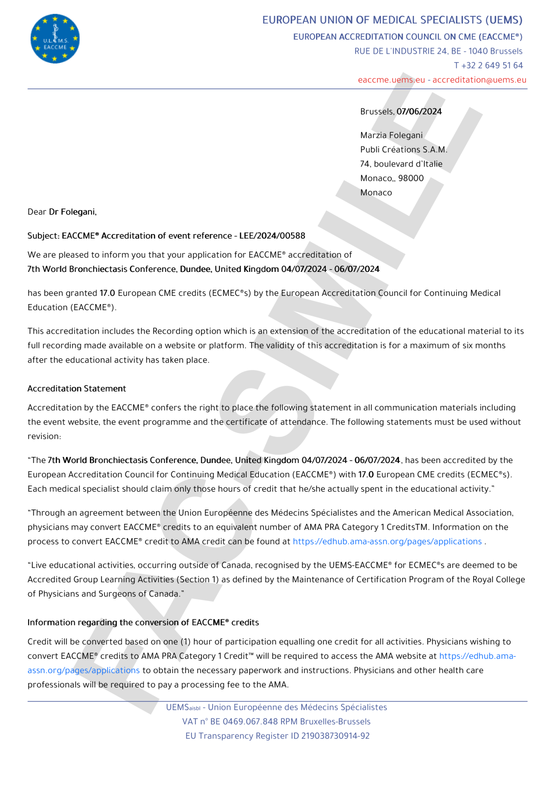 CME Credits – WBC 2026